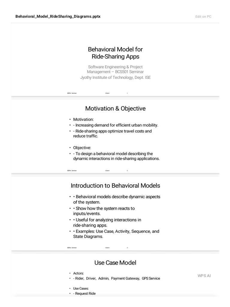 Behavioral Model for Ride-Sharing Apps | PDF