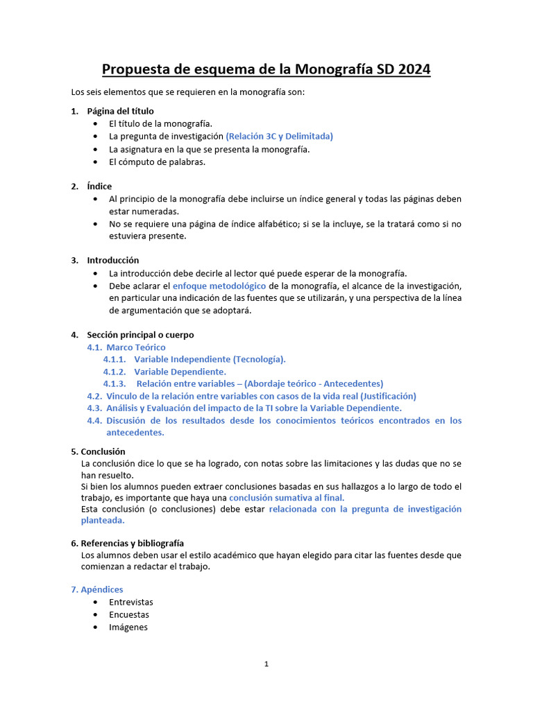 Esquema de La Monografía SD | PDF | Investigación | Método científico