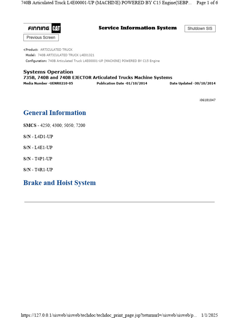 740B Articulated Truck Brake System Guide | PDF | Pump | Brake