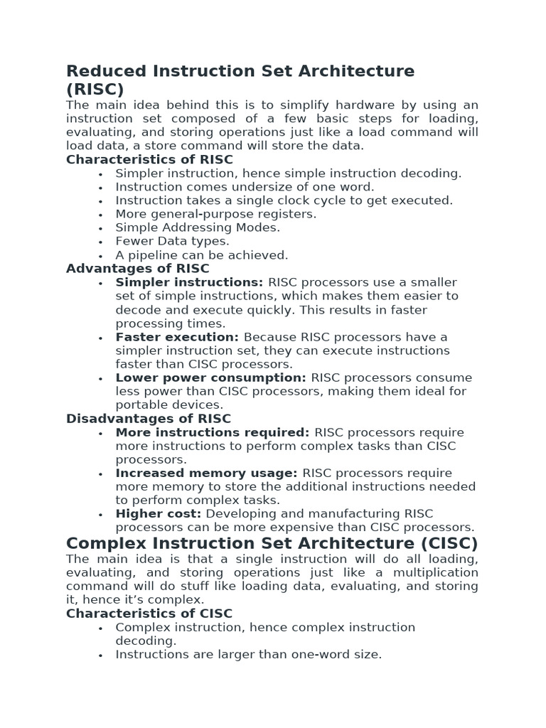 Reduced Instruction Set Architecture | PDF | Central Processing Unit | Computer Architecture