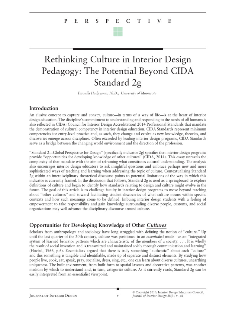 Rethinking Culture in Interior Design | PDF | Pedagogy | Knowledge