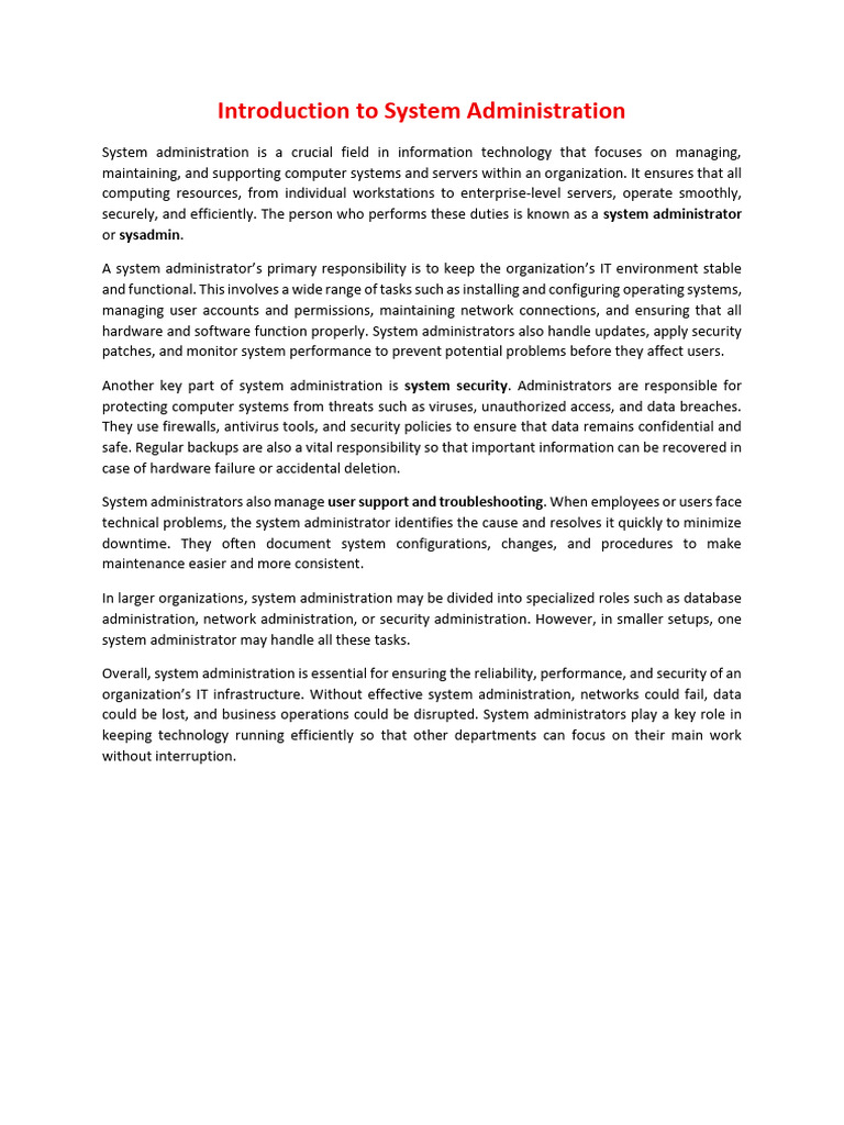 Introduction To System Administration | PDF