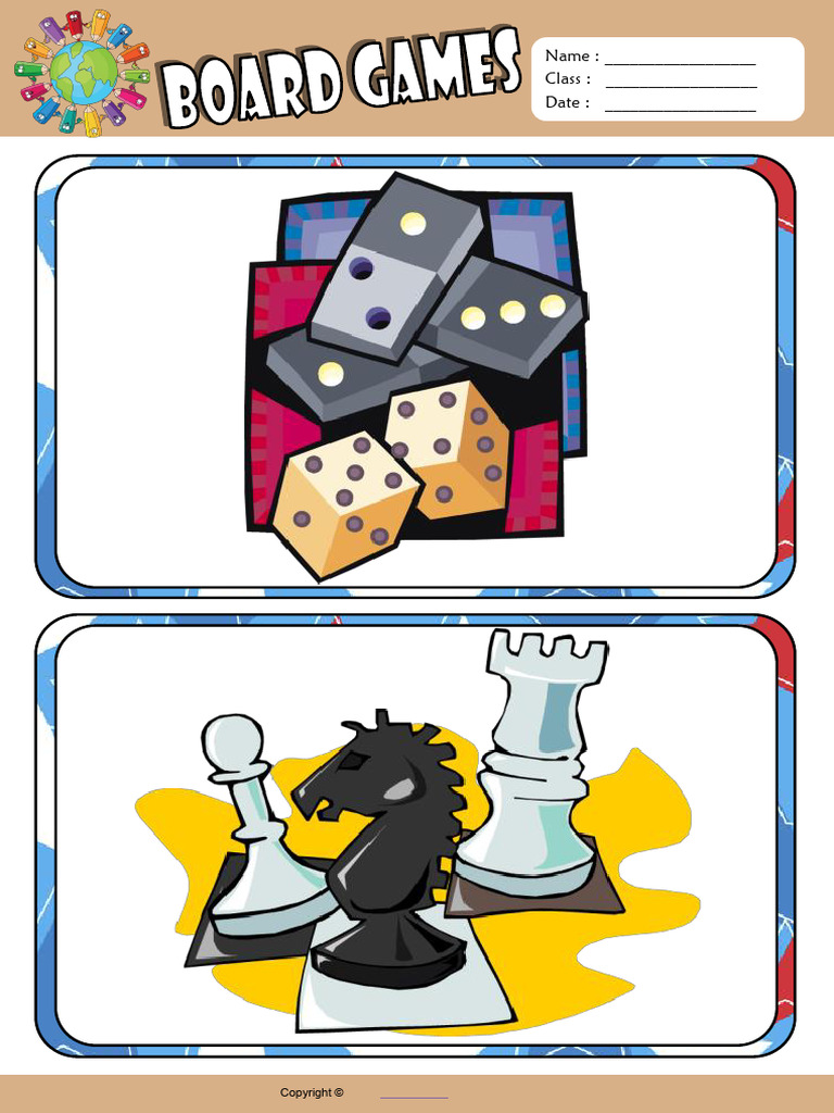 Board Games Esl Vocabulary Flashcards For Kids | PDF