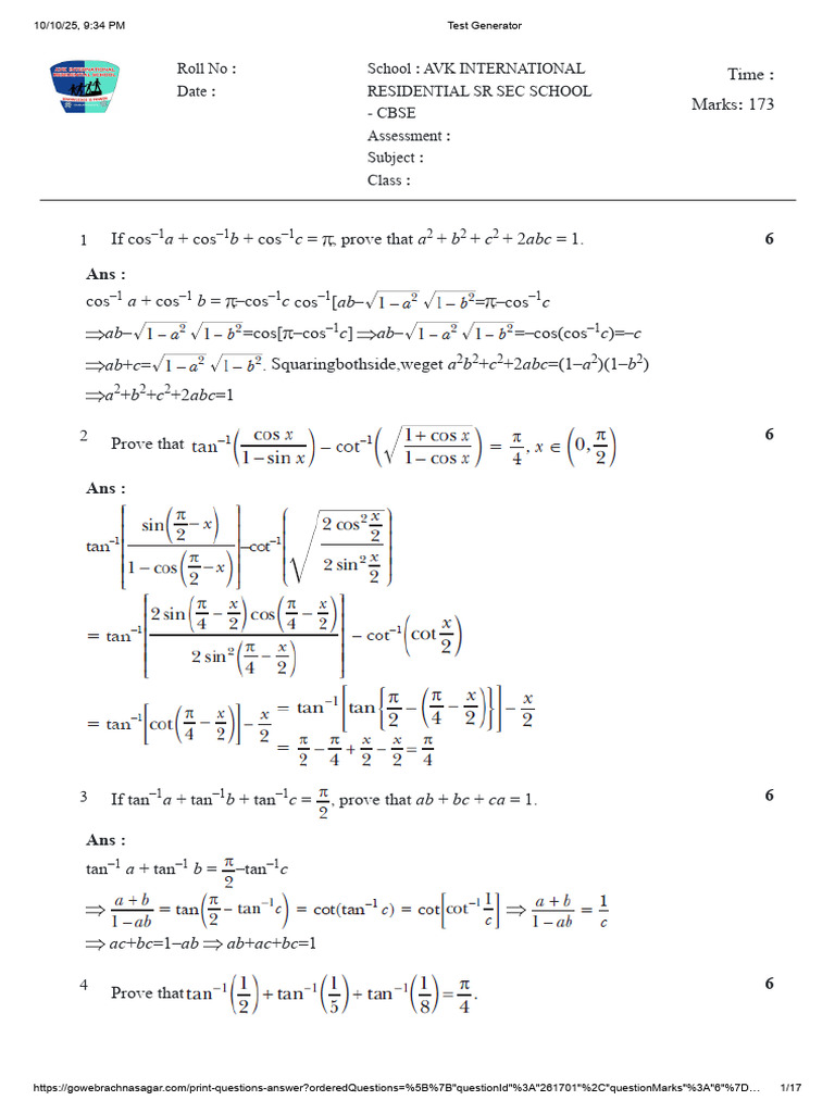 INVERSE T F 002 | PDF | Function (Mathematics) | Trigonometric Functions