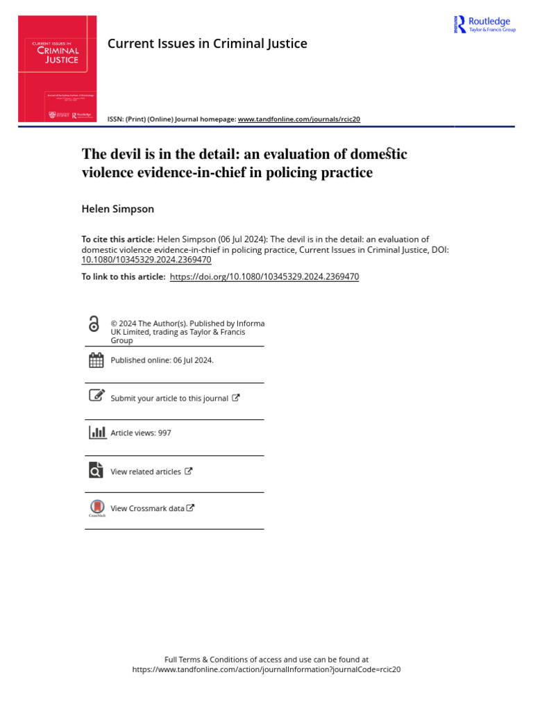 The Devil is in the Detail an Evaluation of Domestic Violence Evidence ...