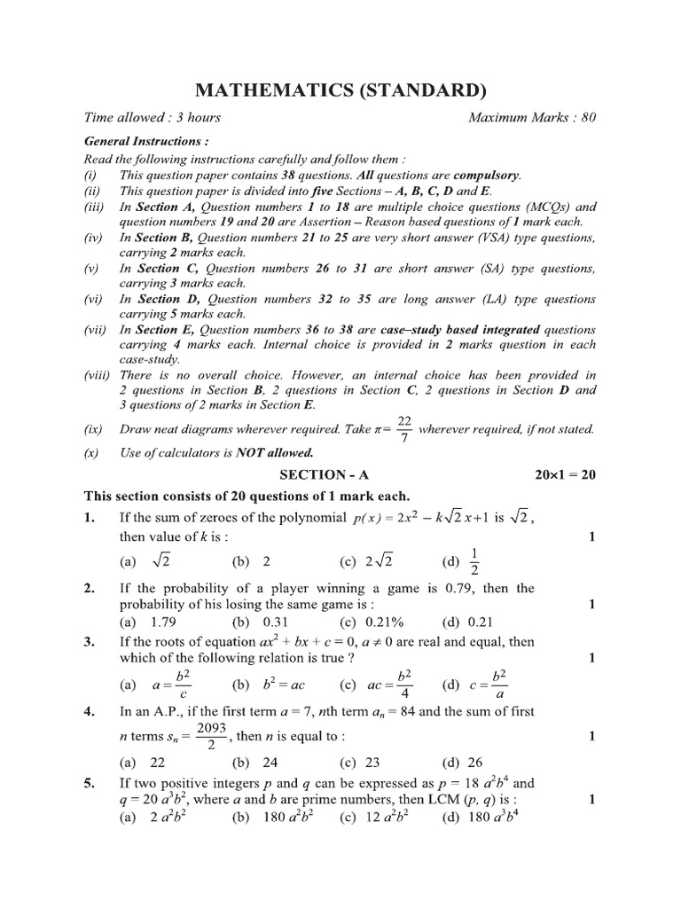 10 Mathematics SP 1 | PDF