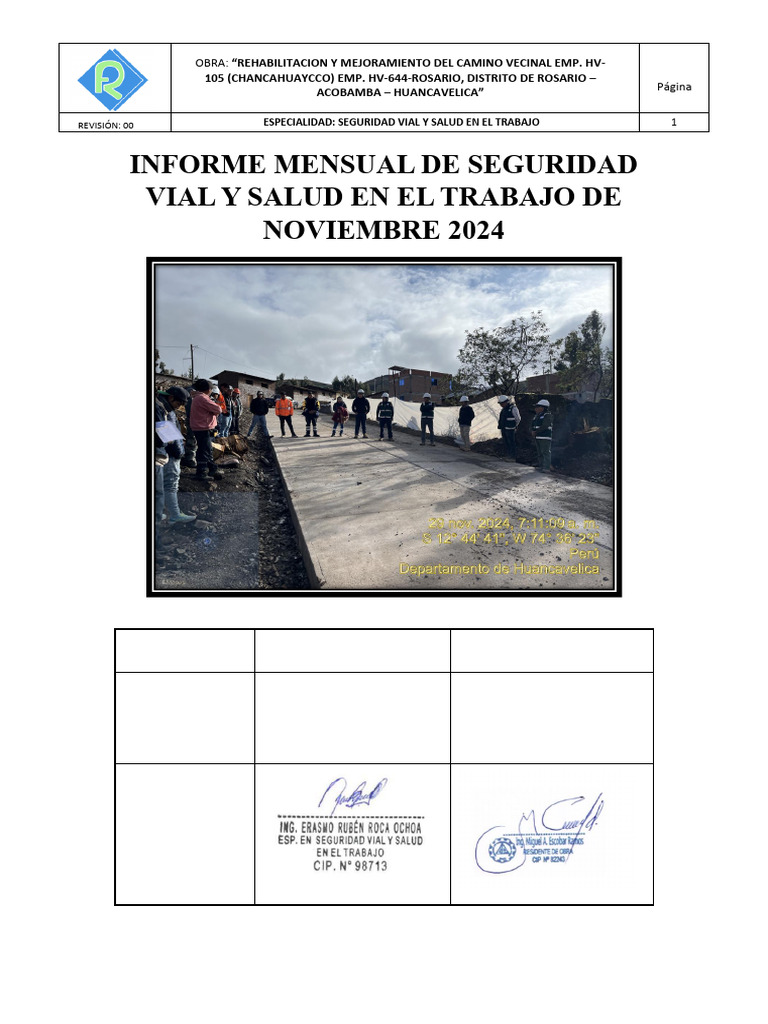 Informe Mensual de Seguridad Vial y Salud en El Trabajo de Noviembre 2024 | PDF | Seguro ...