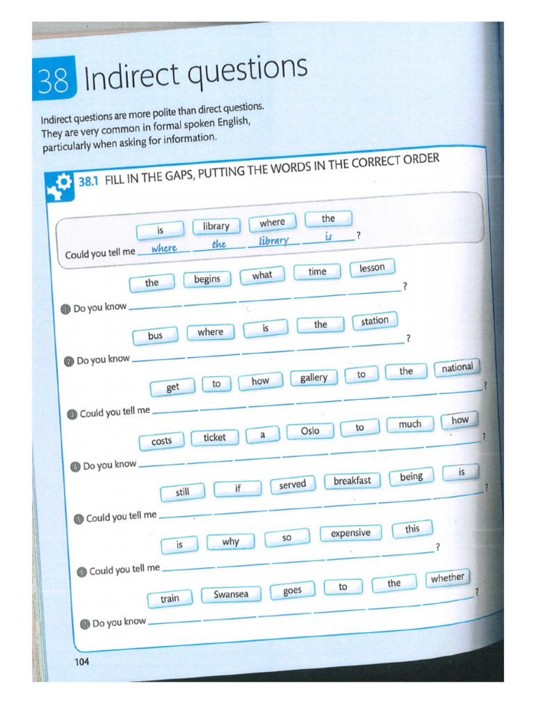 Page 104 Indirect Questions | PDF
