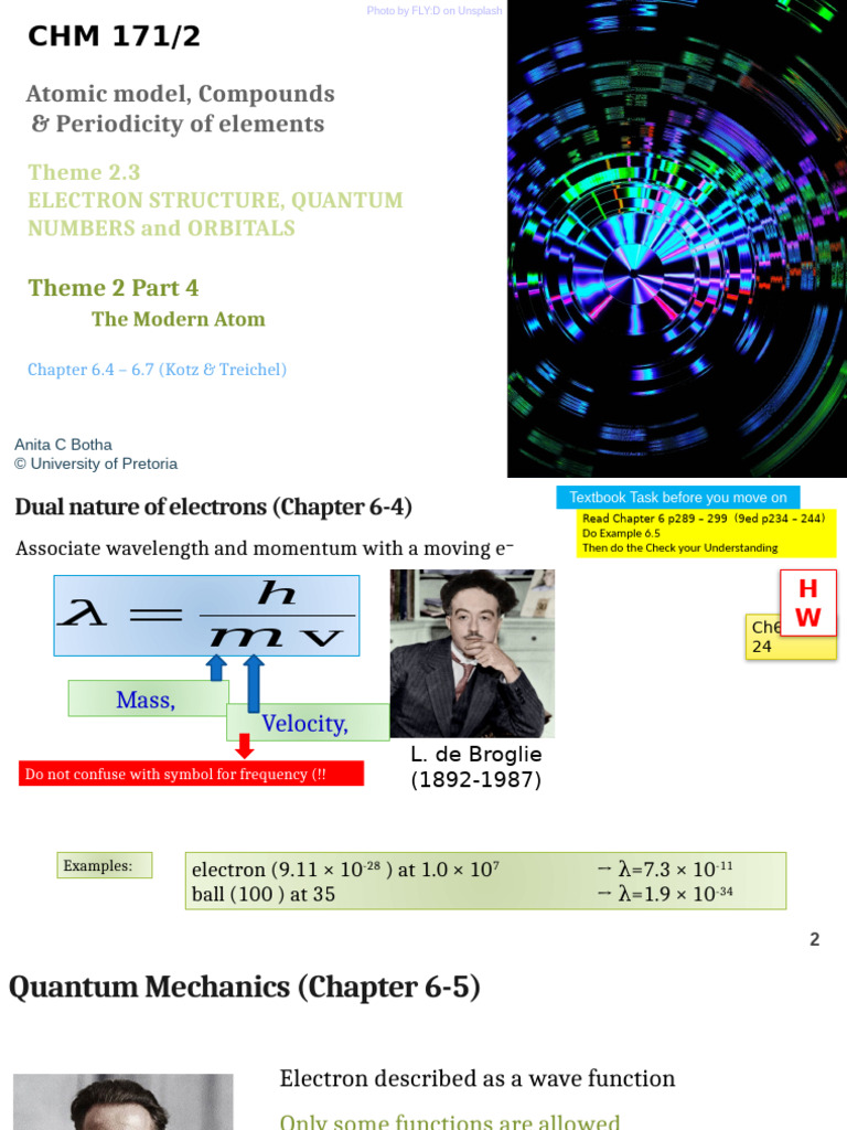 Theme2 Part4 Quantum Mechanics (Ch6) ACB CHM171-172 2023 | PDF | Atomic Orbital | Quantum Mechanics