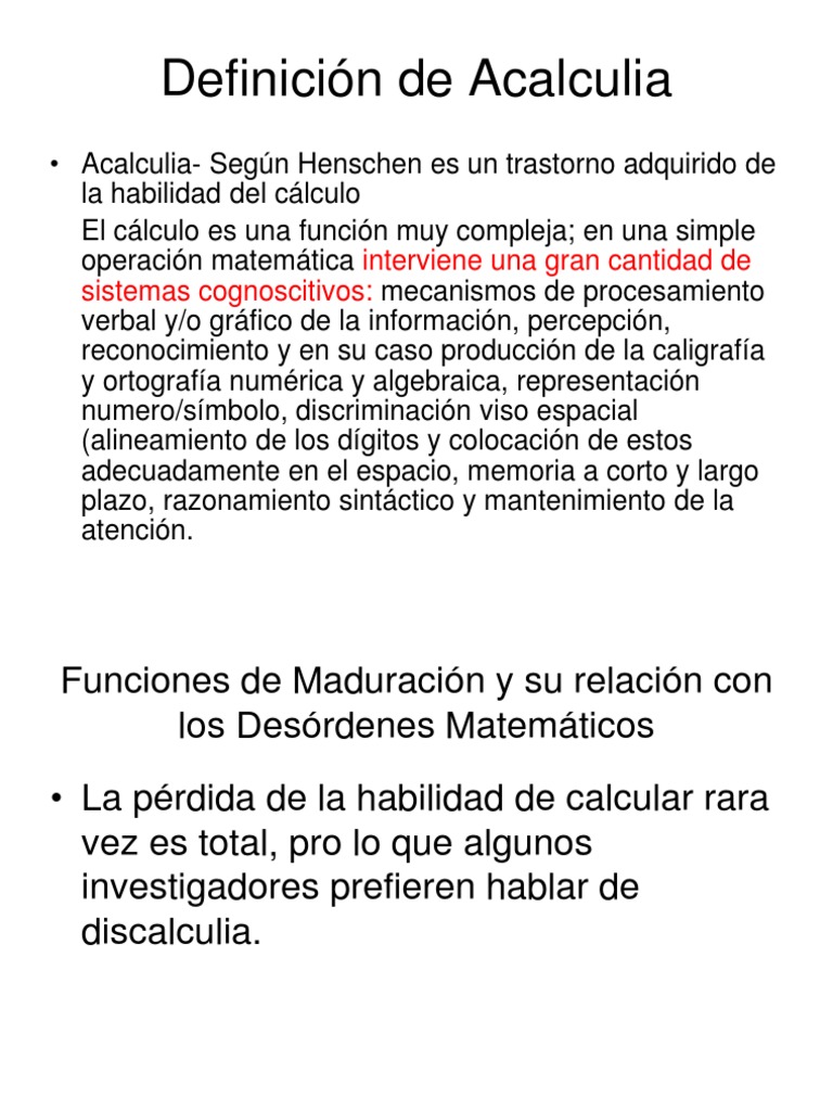 Acalculia: Definición y Bases Neurológicas | PDF | Memoria | Neurociencia