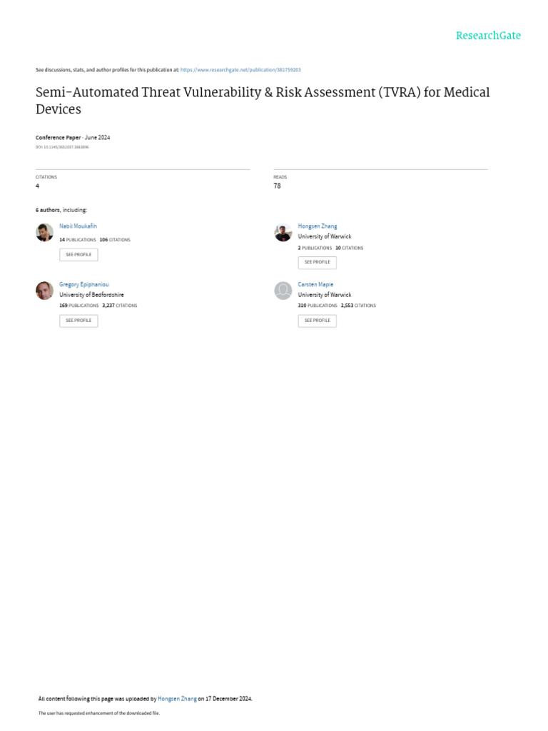 Semi-Automated Threat Vulnerability & Risk Assessment (TVRA) For ...