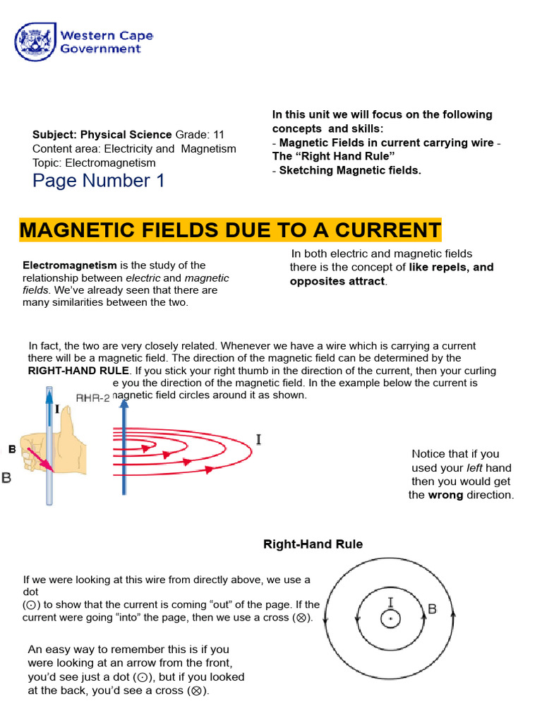 Electromagnetism Concepts for Grade 11 | PDF | Electromagnetic ...