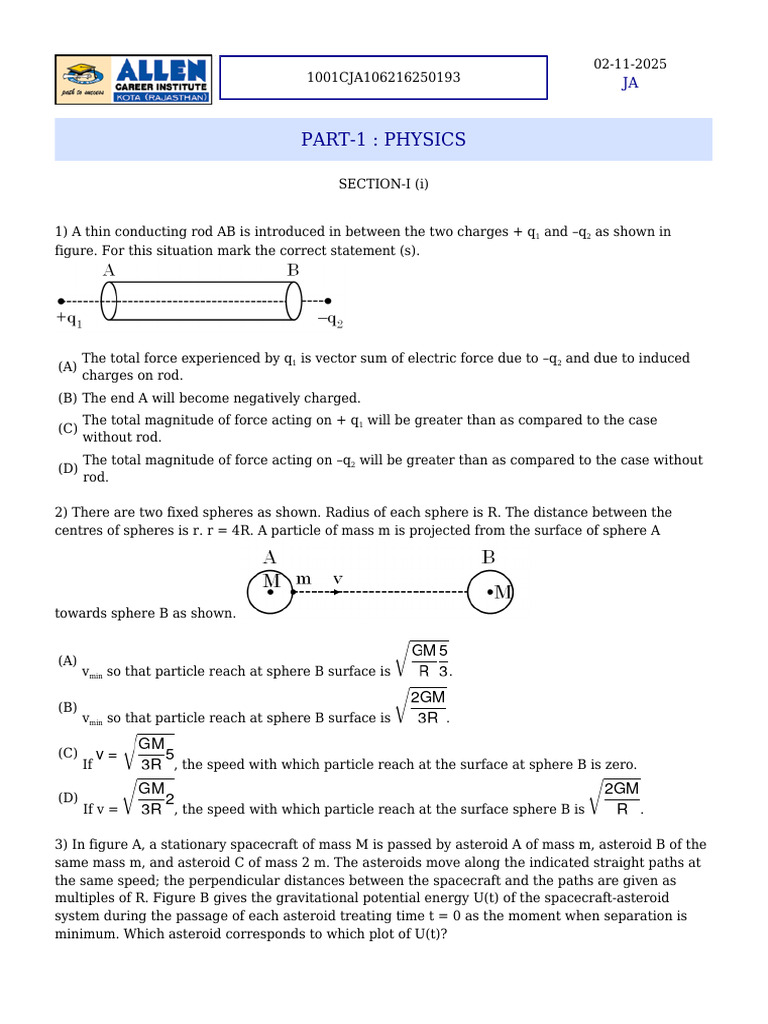 PS6 Paper 1 Allen Scores | PDF | Isomer | Orbit