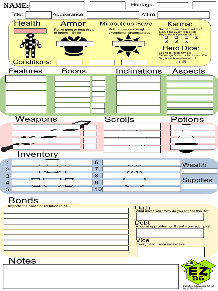 EZD6 - Character Sheet (Fillable) [ReddJack] [v1.03][OEF][2023!08!30 ...