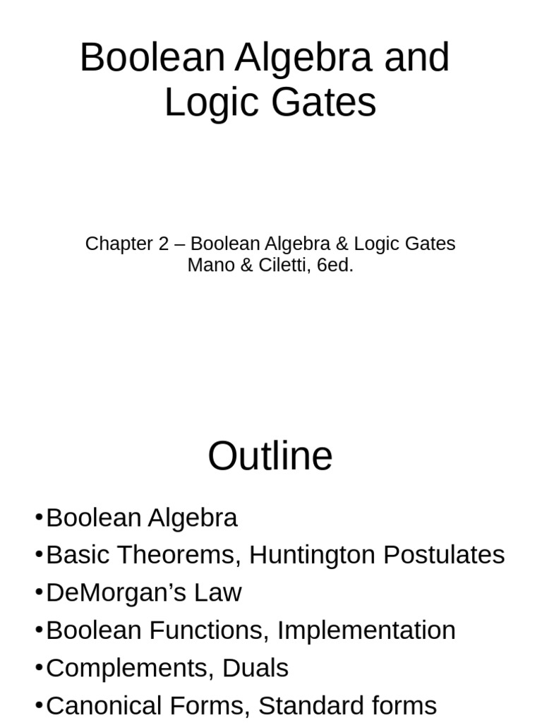 2 Boolean Algebra and Logic Gates | PDF | Boolean Algebra | Teaching ...