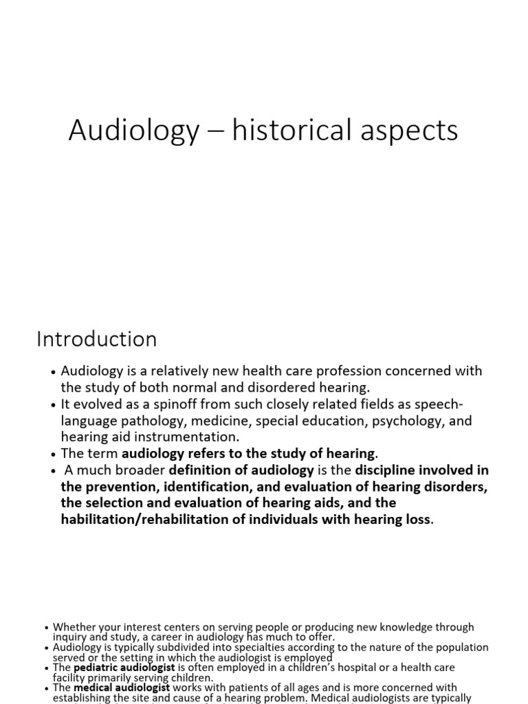 History of Audiology Development | PDF | Audiology | Hearing Loss