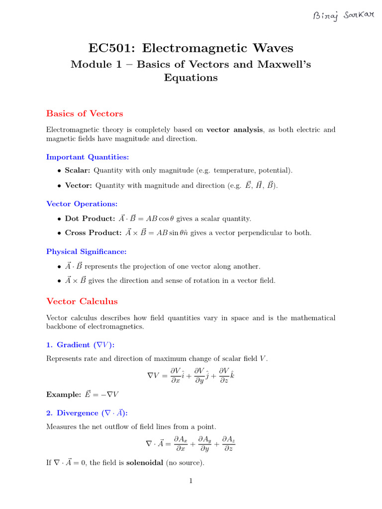 Electromagnetic Waves: Vectors & Maxwell's Equations | PDF | Waves ...