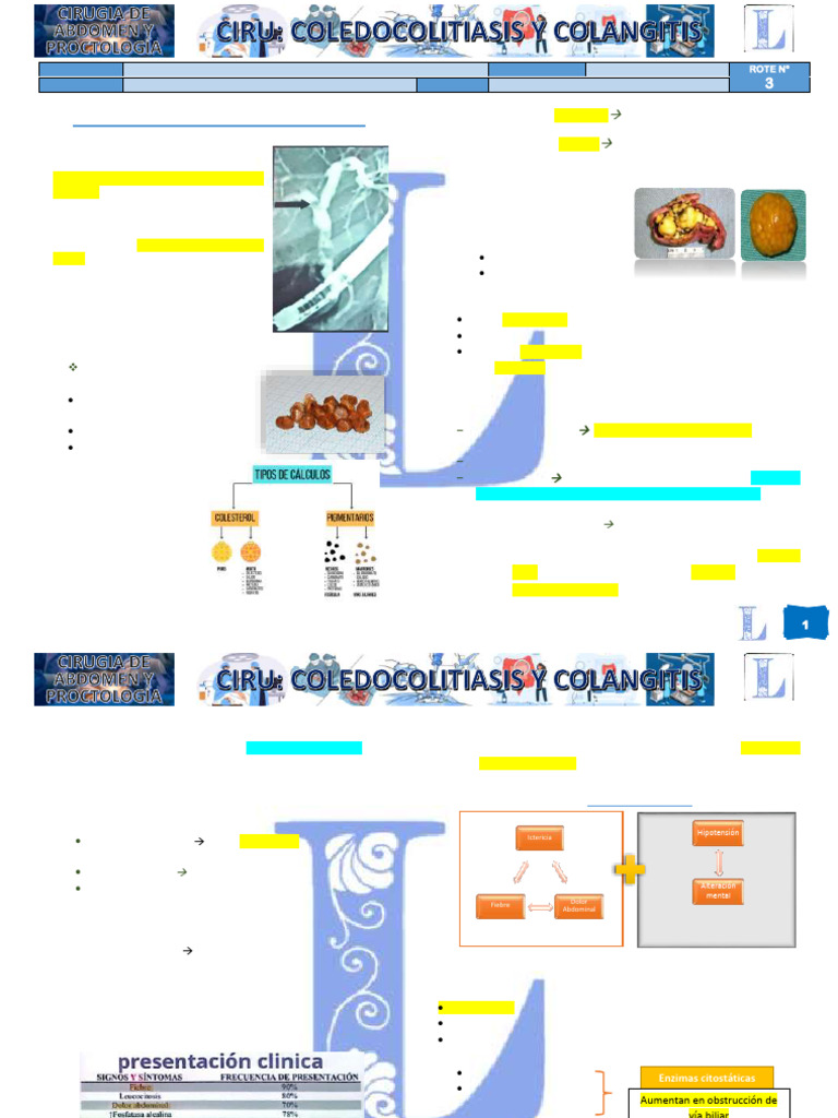 Ciru r3 t3 Colecodolitiasis y Colangitis | PDF | Vesícula biliar | Gastroenterología