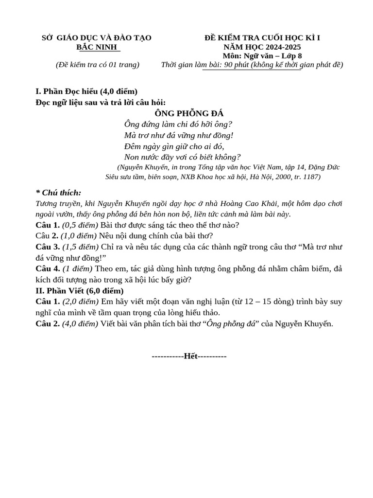 Tiendu.KTCK1.Van8.De so 10 | PDF