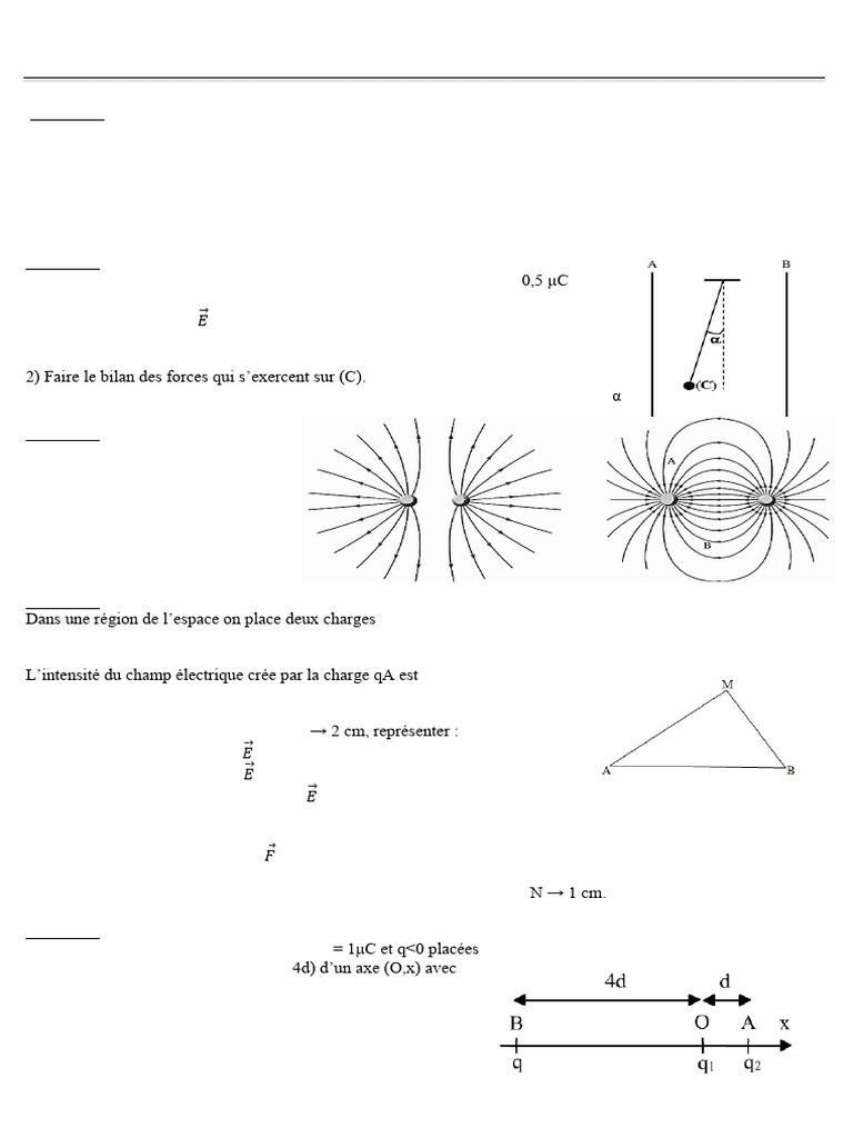Exercices sur l'électrostatique et redox | PDF | Champ (physique ...