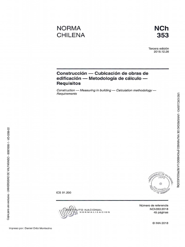 Nch353 Construcci N Cubicaci N de Obras de Edificaci N Metodolog A de C Lculo Requisitos-2 | PDF ...