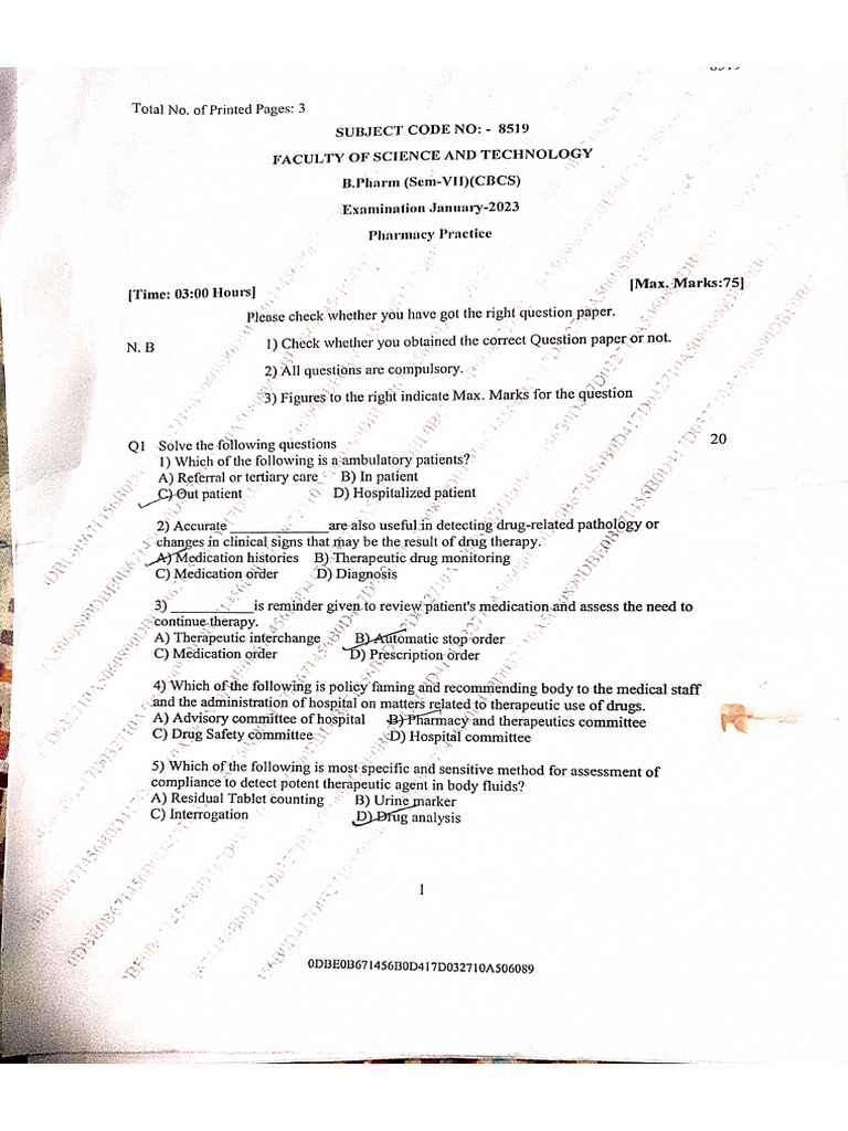 7th Sem Question Paper | PDF