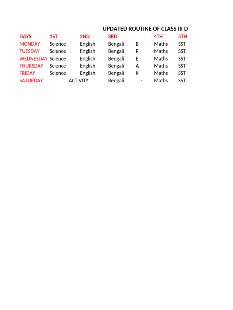 New Routine Class III-D 2025 Oct DJPS | PDF