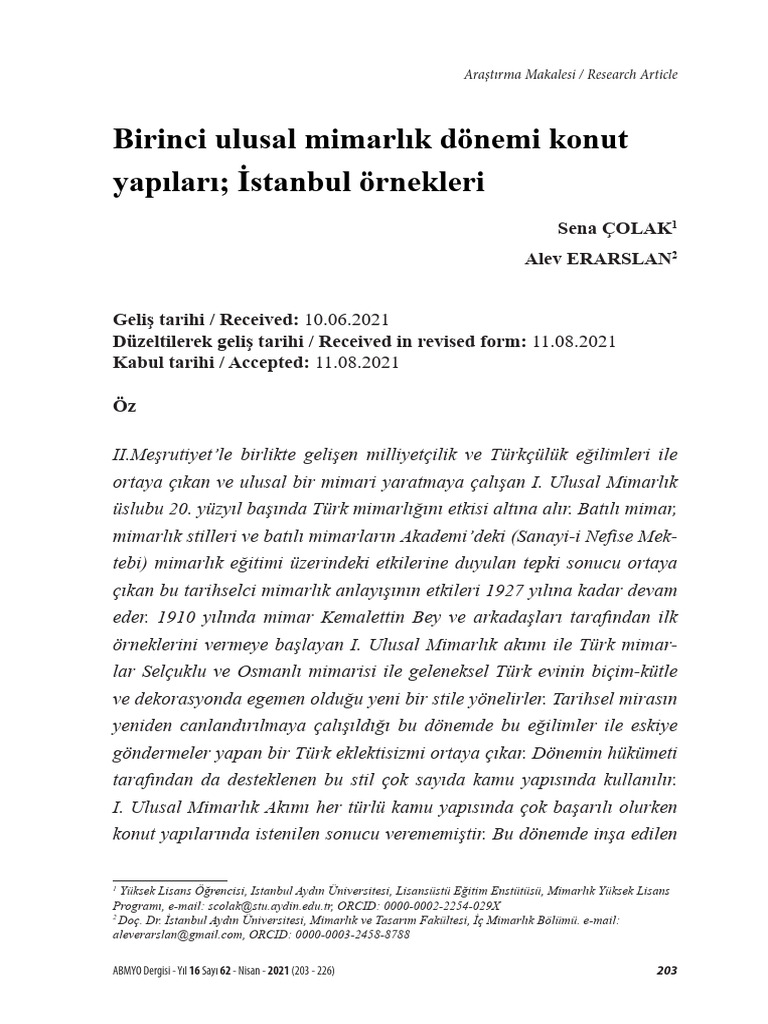 Birinci Ulusal Mimarl K D Nemi Konut Yap Lar Istanbul Rnekleri (#950454 ...