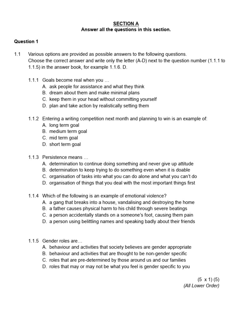 Gr 11 June Exam 2023 | PDF | Violence | Psychology