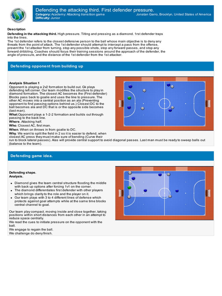 Defending The Attacking Third First Defender Pressure | PDF | Defender ...
