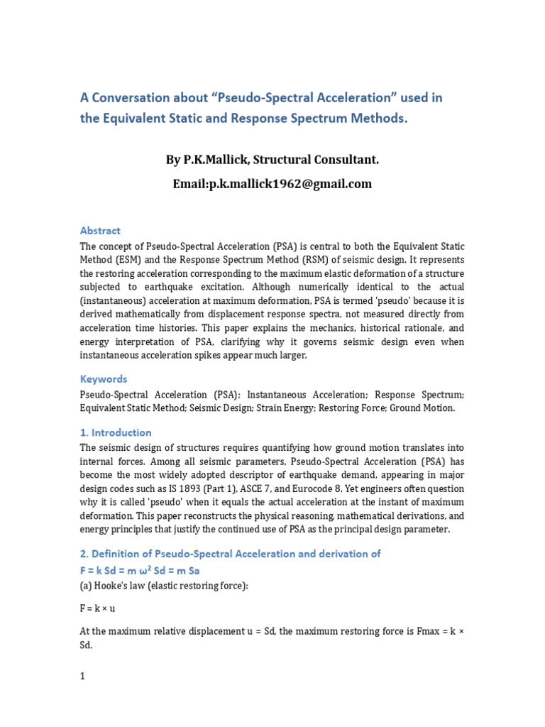 Pseudo-Spectral Acceleration | PDF | Deformation (Engineering) | Force