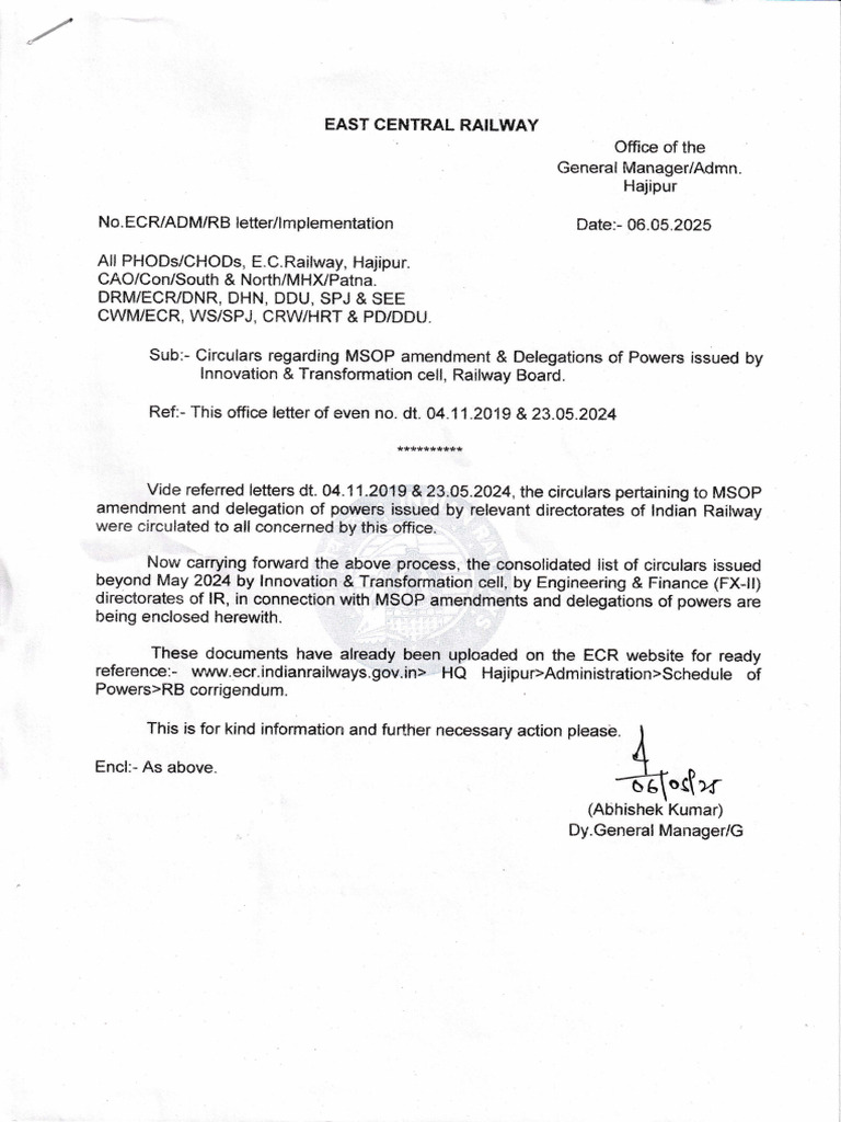 Circulars Regarding MSOP Amendment & Delegations of Powers Issued by ...