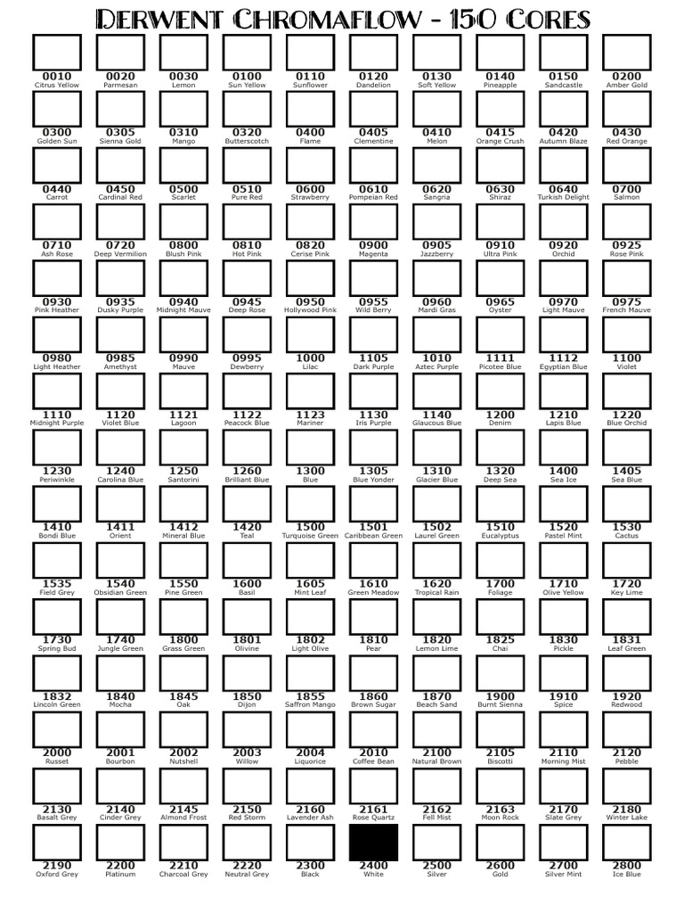 Derwent Chromaflow 150 Color Chart | PDF | Color