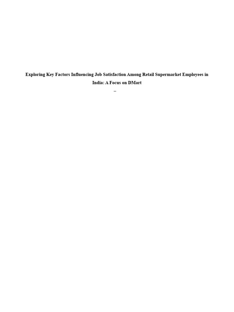 Job Satisfaction Factors for DMart Employees | PDF | Job Satisfaction ...