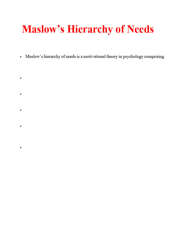 Maslows Hierachy of Needs | PDF | Self Actualization | Motivation