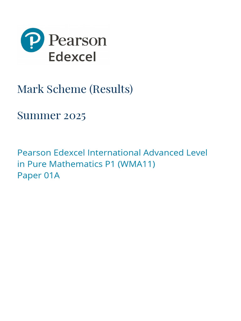 Edexcel IAL Pure Mathematics Mark Scheme | PDF | Asymptote | Cartesian ...