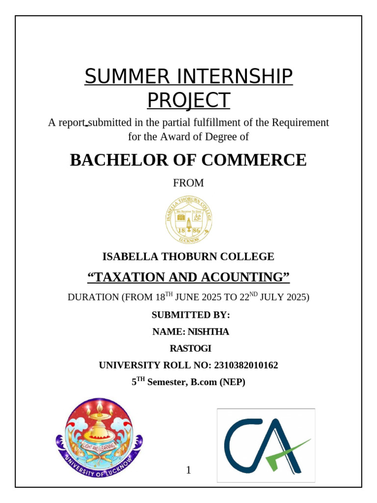 Summer Internship Project | PDF | Taxes | Capital Gain