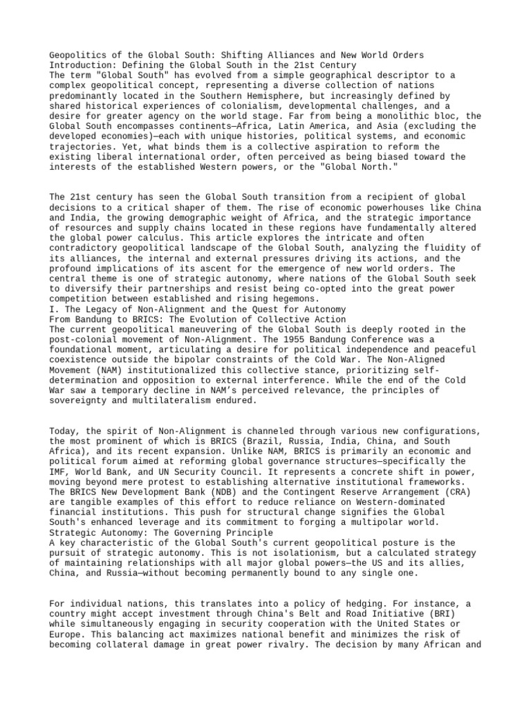 Geopolitics of The Global South - Shifting Alliances and New World ...