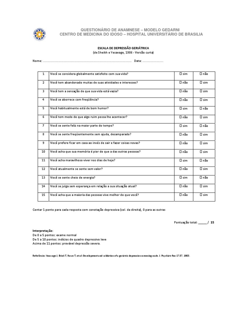 049 - Escala de Depressão Geriátrica - Versão Curta | PDF