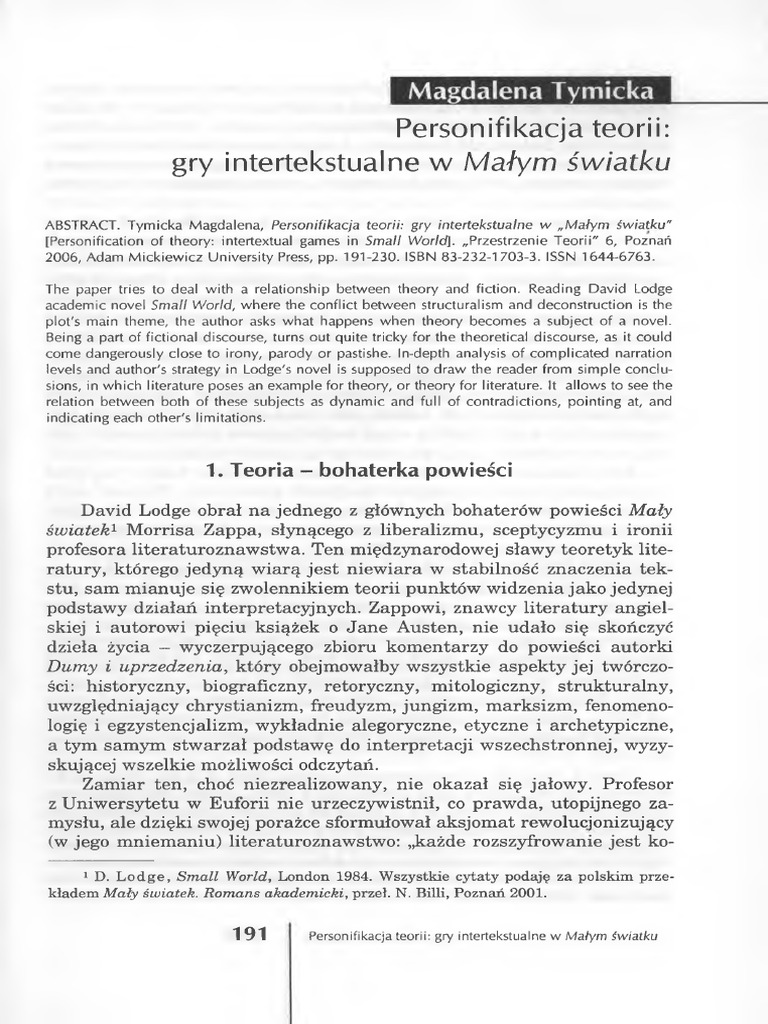 Tymicka Personifikacja Teorii - Mały Światek | PDF