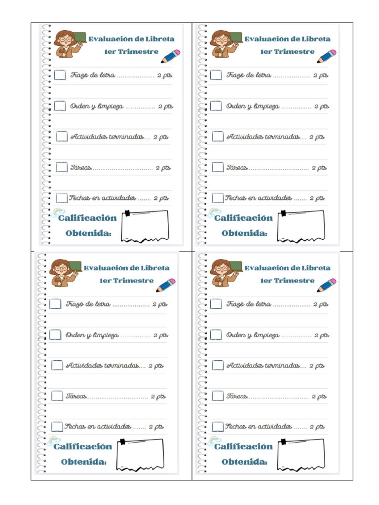 Evaluación de Libreta | PDF