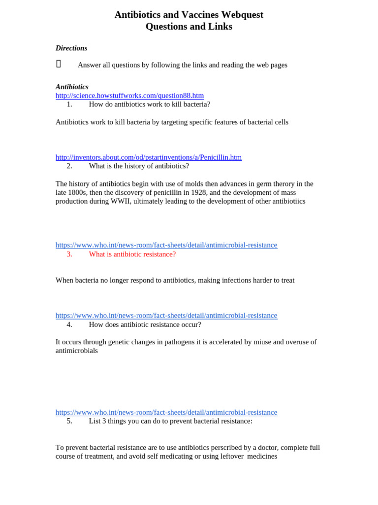 Hello - Antibiotics and Vaccines Webquest-1 | PDF | Vaccines ...