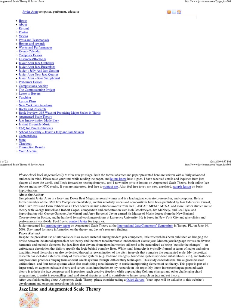 Augmented Scale Theory at Ja.. | PDF | Harmony | Scale (Music)