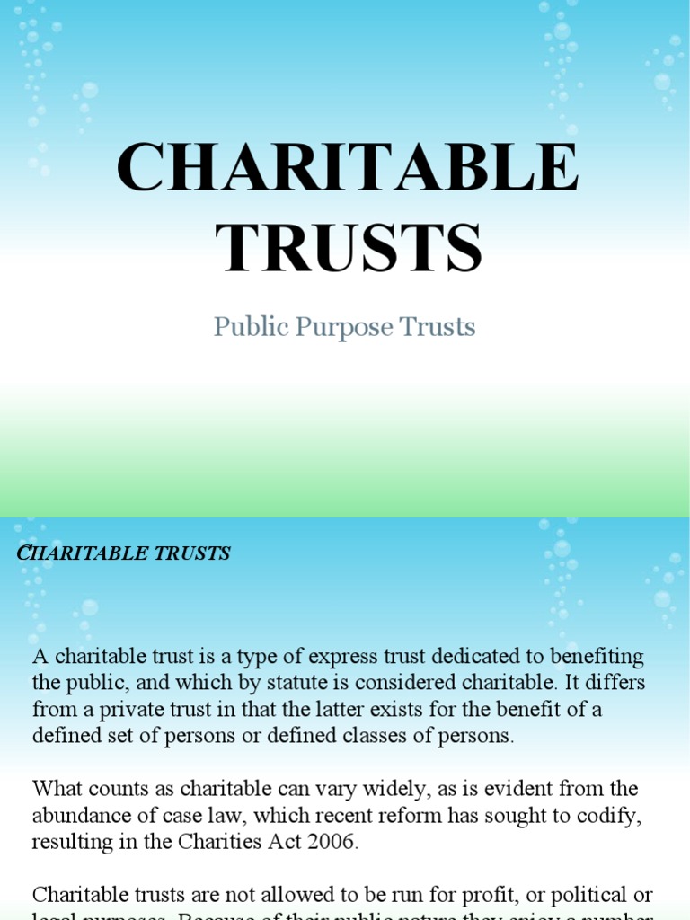 Charitable Trusts | PDF | Charitable Organization | Wills And Trusts