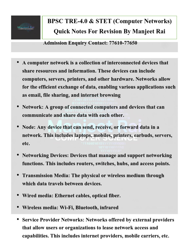 Computer Networks Overview and Concepts | PDF | Computer Network | Osi ...