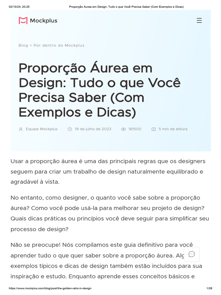 Proporção Áurea no Design: Guia Completo | PDF | Esboço | Imagem