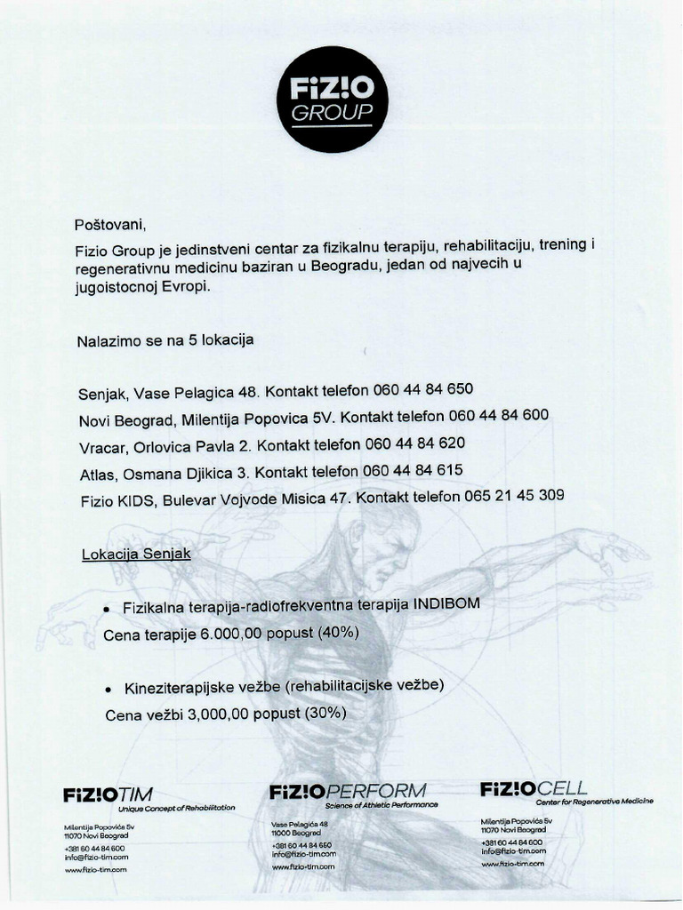 Ponuda Fizio Group - Fizio Tim | PDF