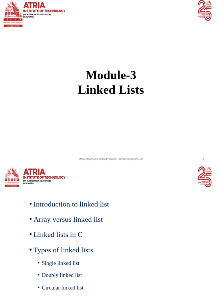 Module-3 Linked Lists | PDF | Pointer (Computer Programming) | Information Retrieval