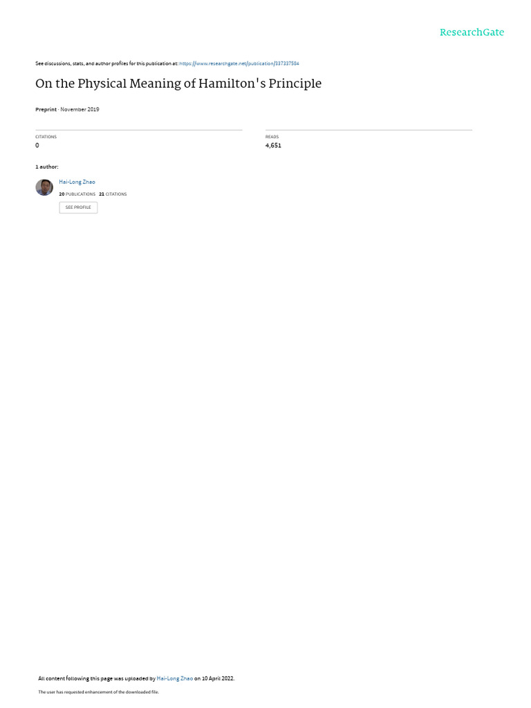 On The Physical Meaning of Hamiltons Principle | PDF | Lagrangian ...