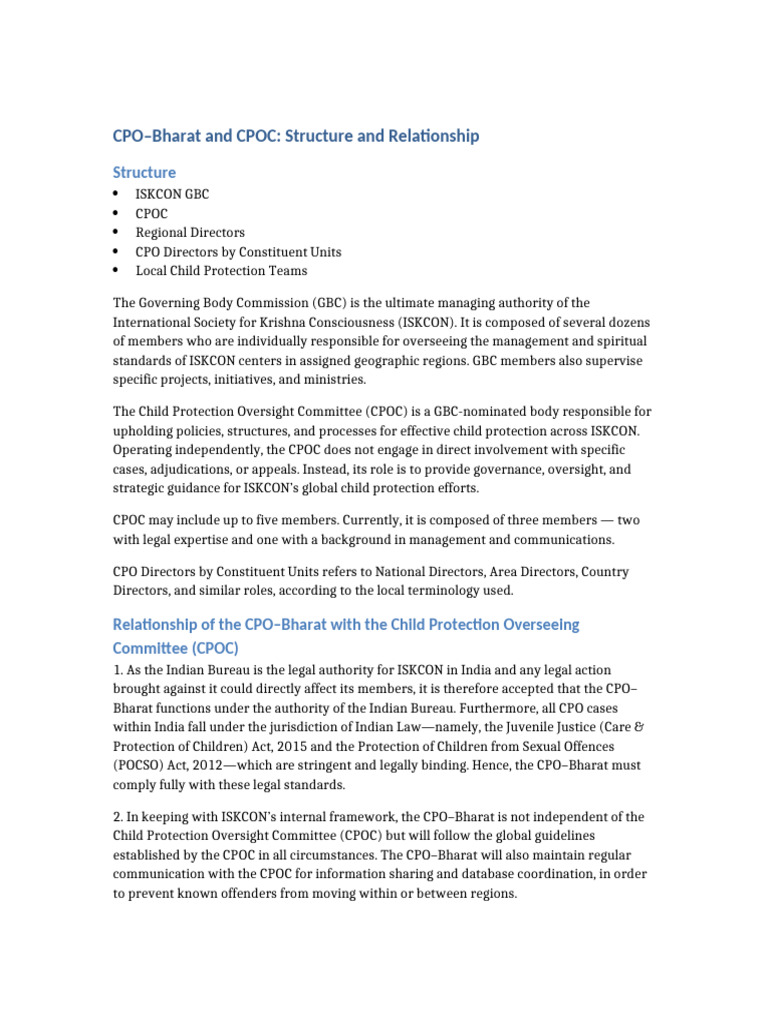 CPO Bharat Structure and CPOC Relationship | PDF | Justice | Crime ...